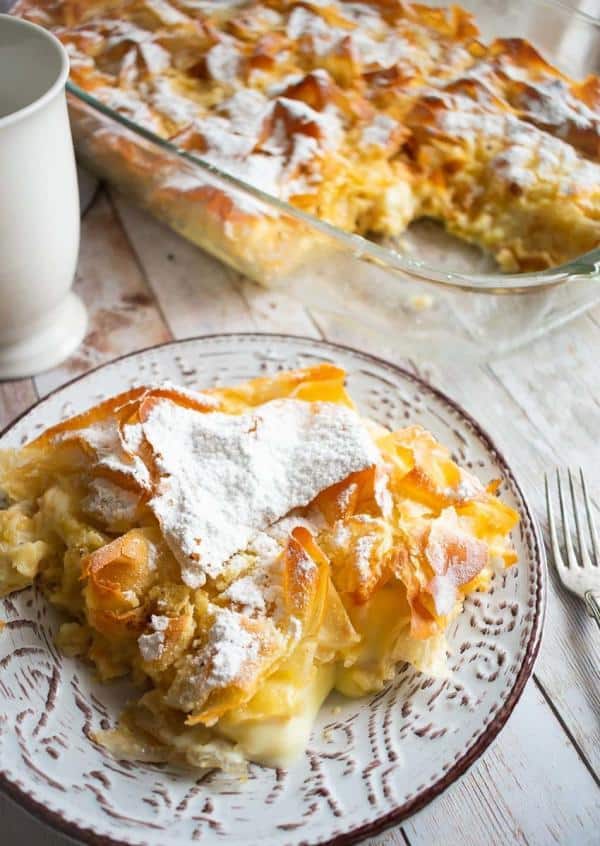 Bougatsa - Crispy Filo Pastry Filled With Warm Custard Cream - Real ...