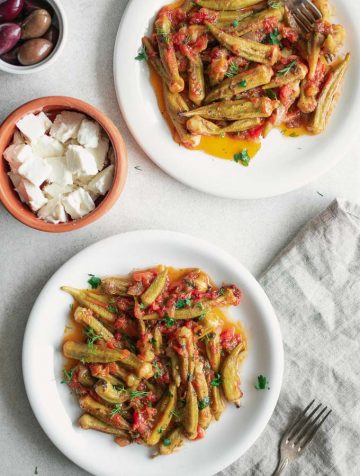 Baked Okra And Tomatoes - Greek Bamies - Real Greek Recipes