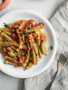 Baked Okra And Tomatoes - Greek Bamies - Real Greek Recipes