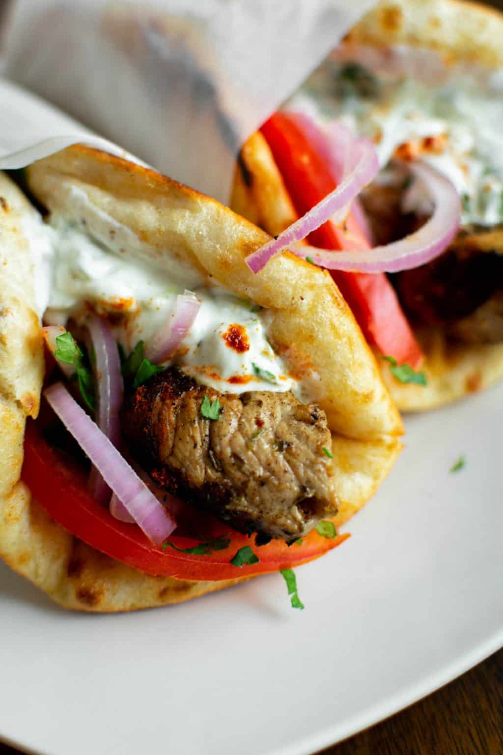 Pork Souvlaki Pita Wraps (with Tzatziki) - Real Greek Recipes