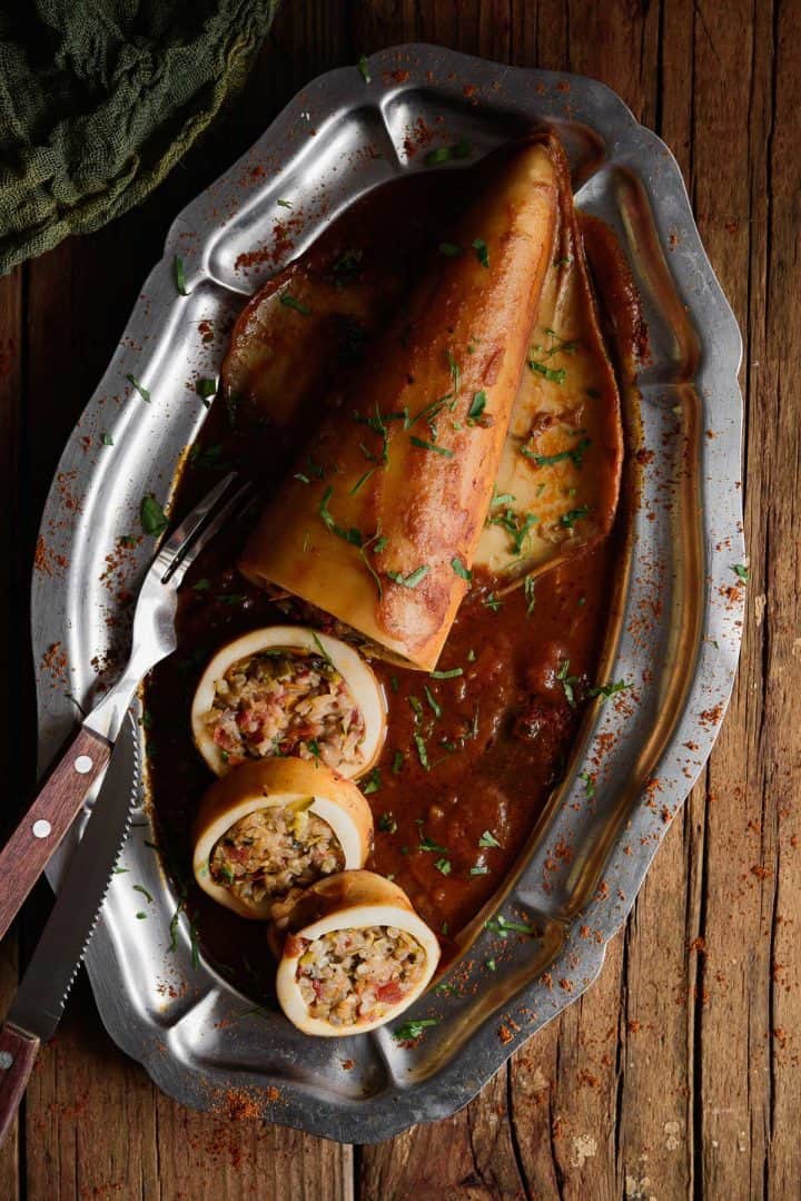 Stuffed Squid With Rice + Vegetables - Real Greek Recipes