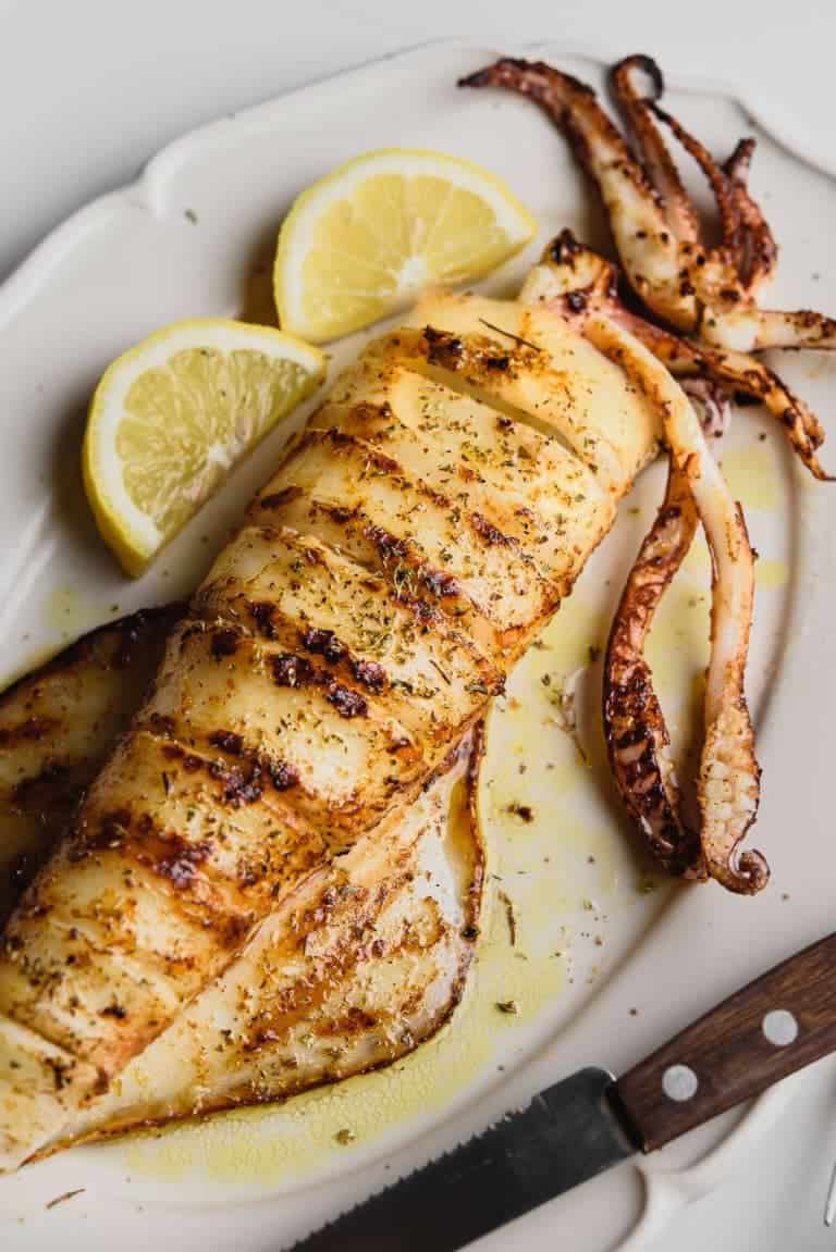 Grilled Squid (on grill pan or bbq) - Real Greek Recipes
