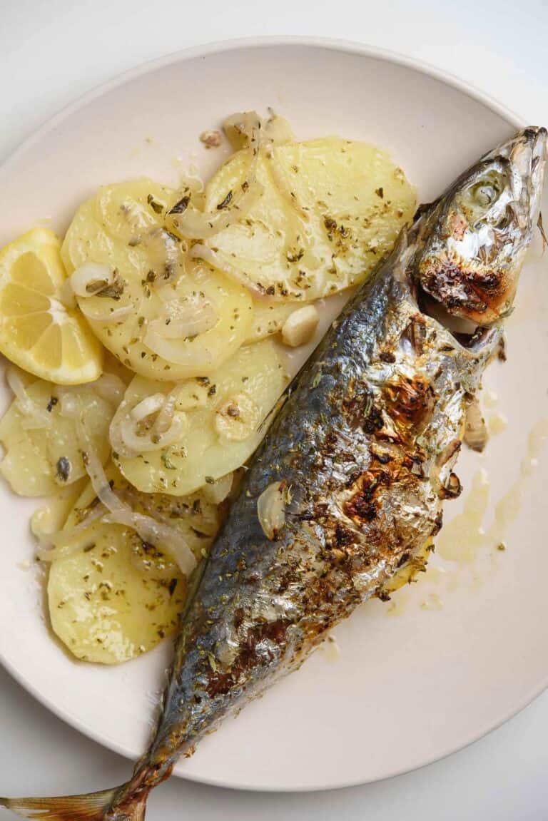 Baked Mackerel With Potatoes And Onions - Real Greek Recipes