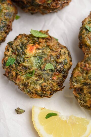 Spinach Fritters With Feta + Yogurt Dip - Real Greek Recipes
