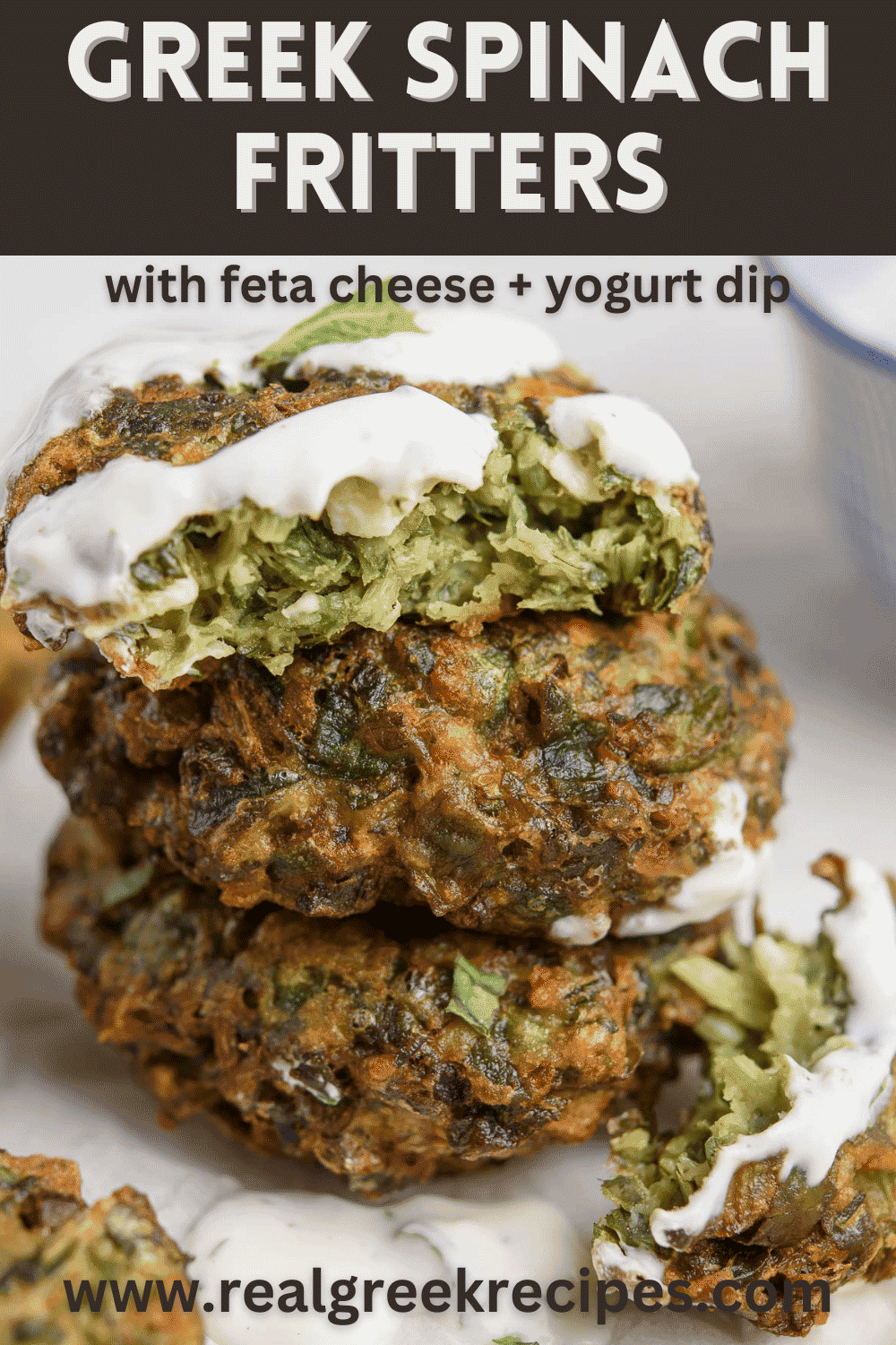 Spinach Fritters With Feta + Yogurt Dip - Real Greek Recipes