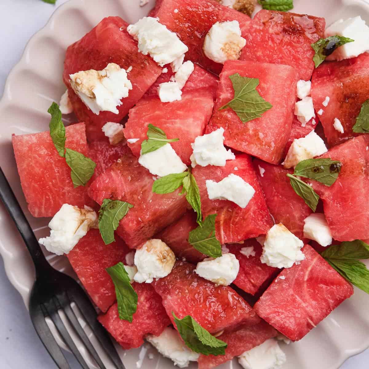 Watermelon Feta Salad with Mint and Balsamic - Real Greek Recipes
