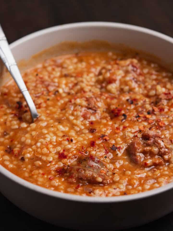 Trahana Soup With Feta Cheese (thick and creamy) - Real Greek Recipes