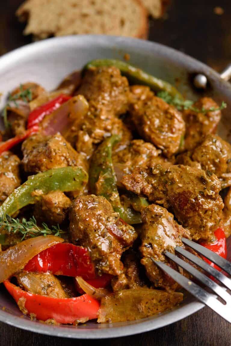 Sauteed Pork with Peppers and Onions - Real Greek Recipes
